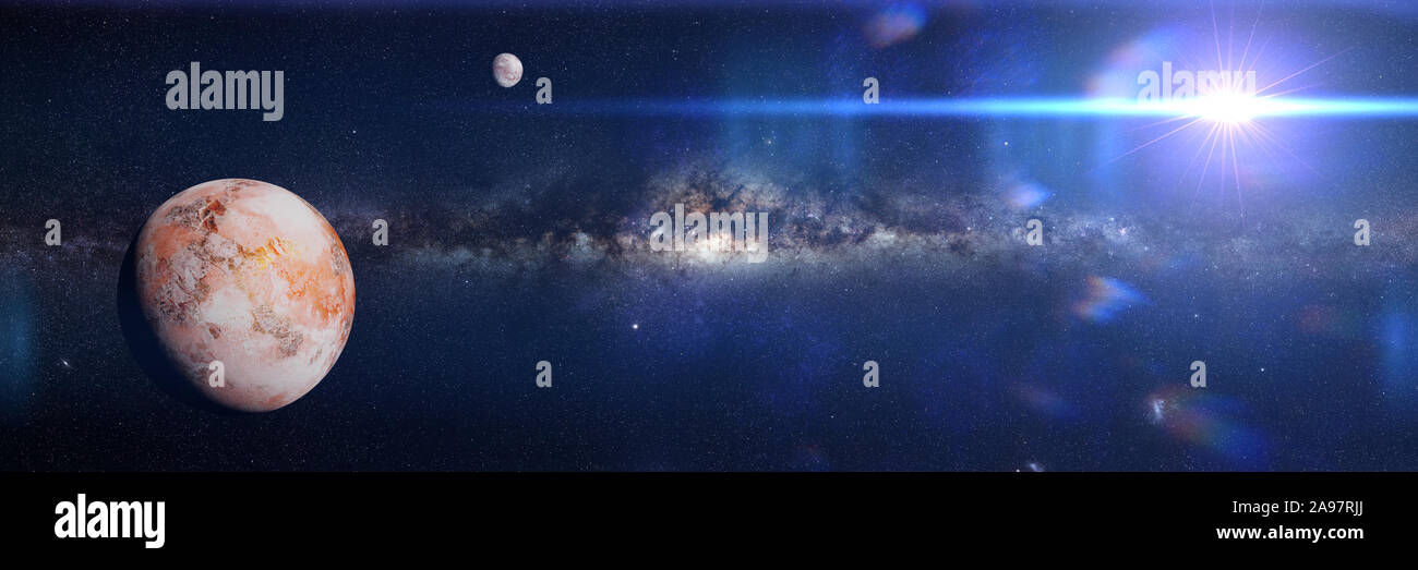 Earth like alien world, exoplanet in empty space Stock Photo - Alamy