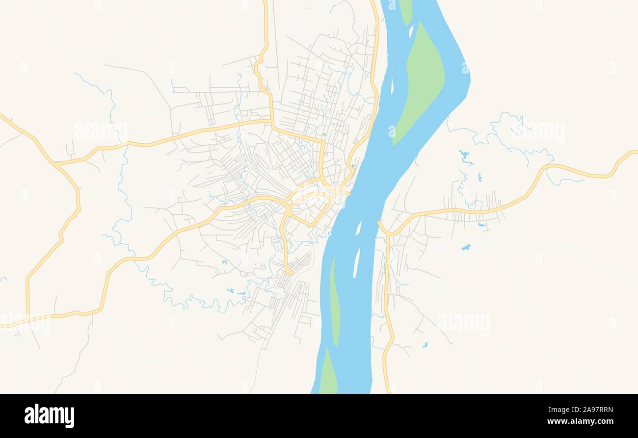 Printable street map of Kindu, DR Congo. Map template for business use ...