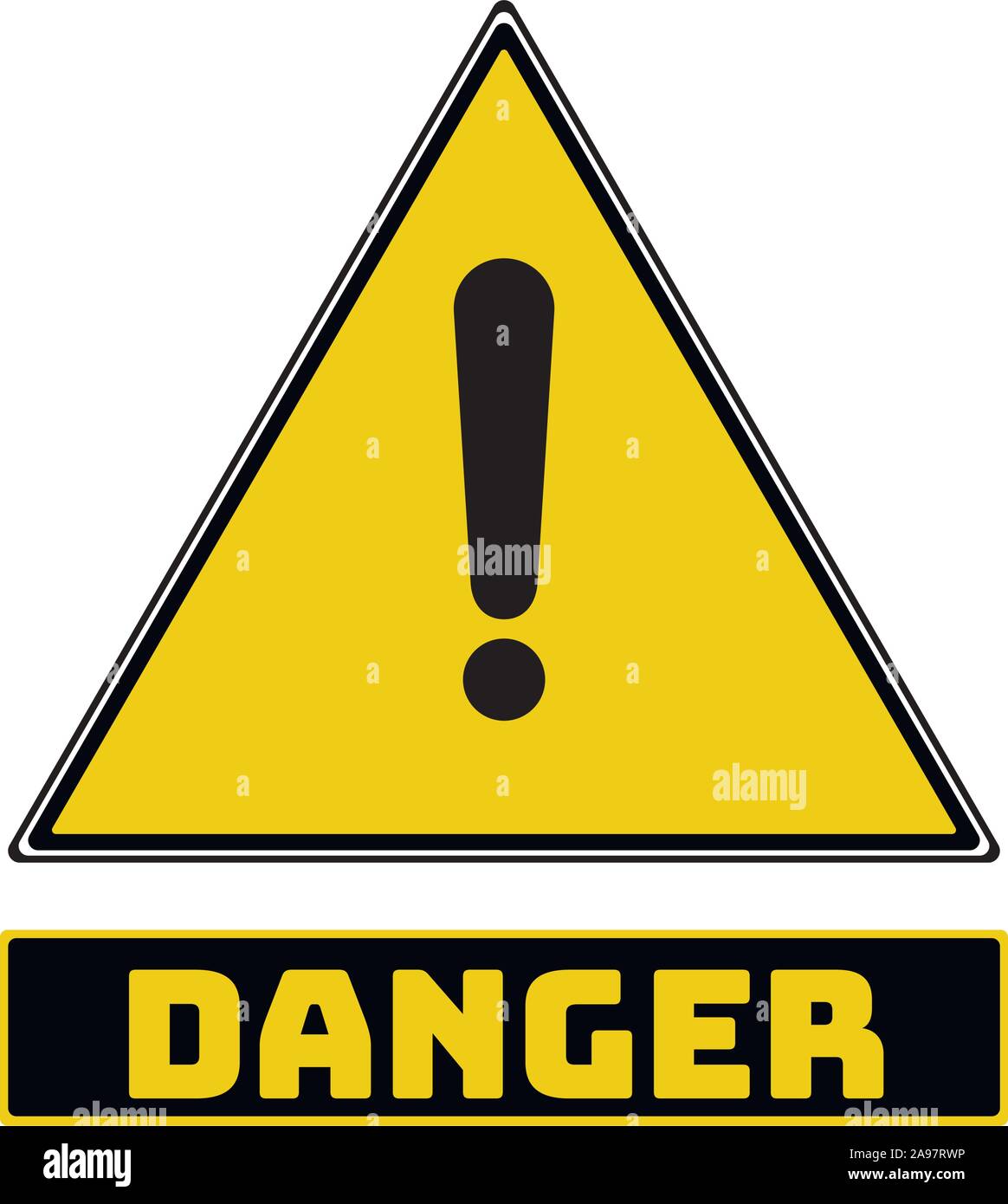 Black and yellow Triangle Hazard warning and attention road sign. With ...