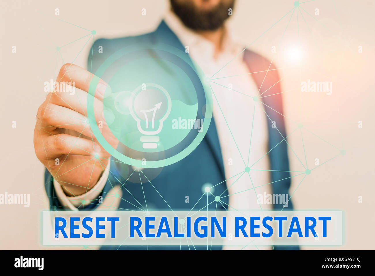 Text sign showing Reset Realign Restart. Business photo text Life audit ...
