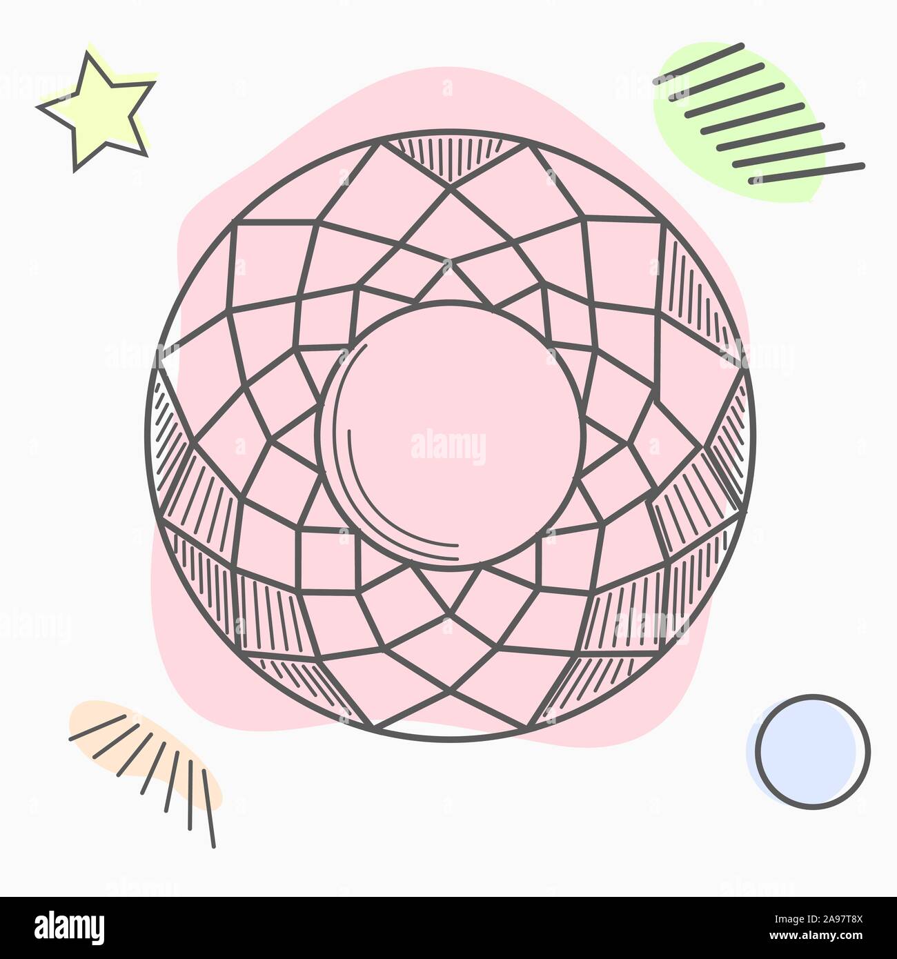 hand drawn line art crystals, isolated objects. Crystal stone ...