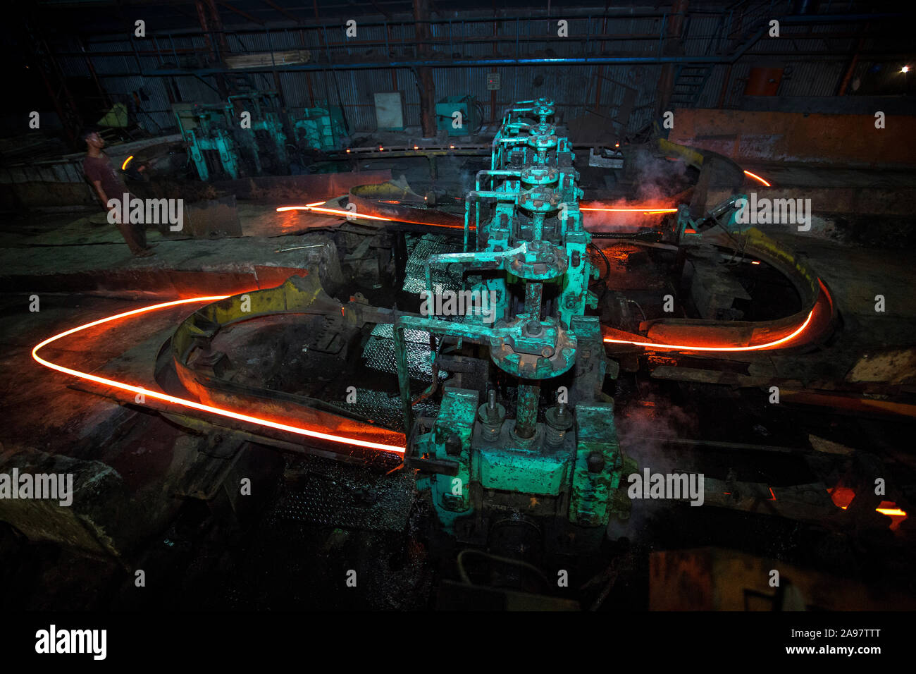 The steel bar and rod rolling mill in the steel mill at Demra, Dhaka, Bangladesh Stock Photo - Alamy