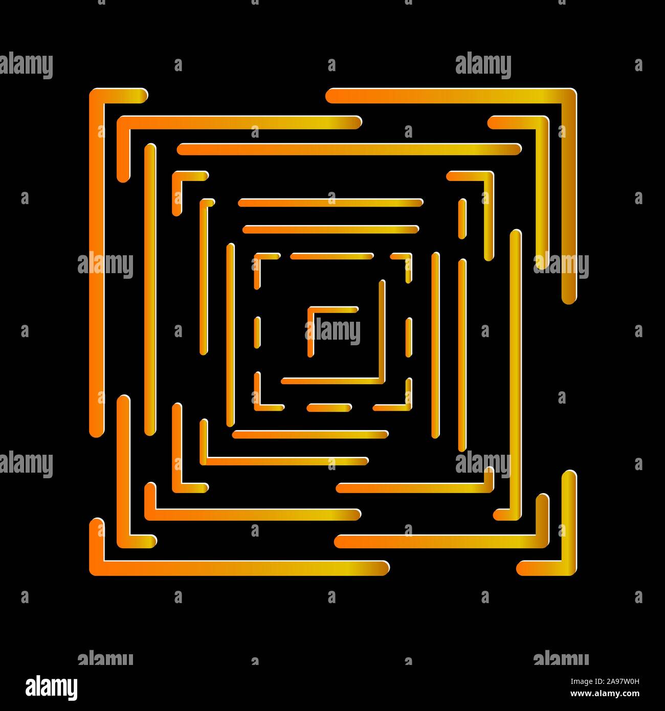 abstract outline of a square is reduced to the center for a logo, sign ...