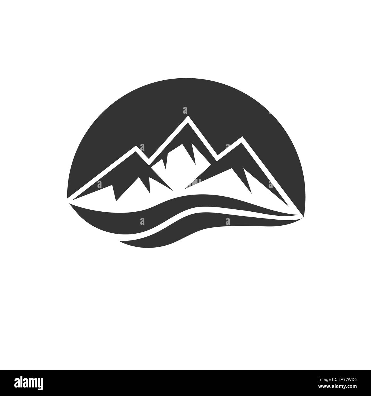Mountains icon simple illustration Black and White Stock Photos ...