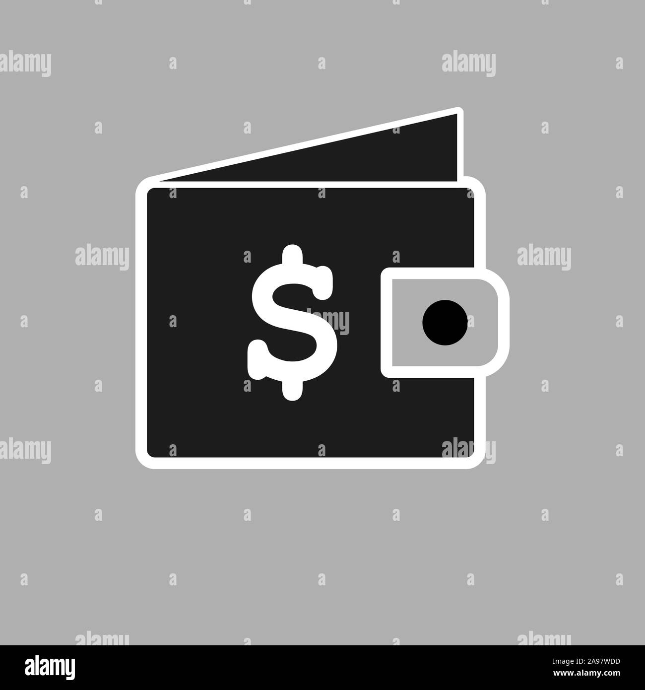 Wallet with money and cash sign dollar symbol. Simply graphic vector ...
