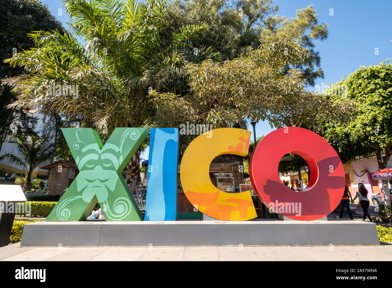 Decorative letters spell out the town name in Xico Park in Xico ...