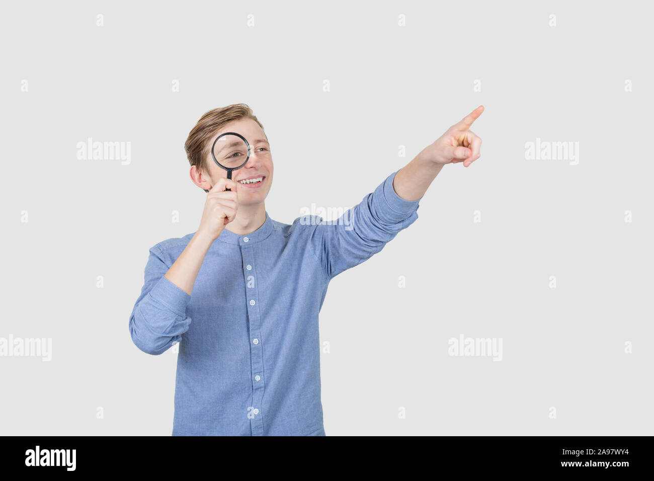 Funny nerd man pointing isolated hi-res stock photography and images ...