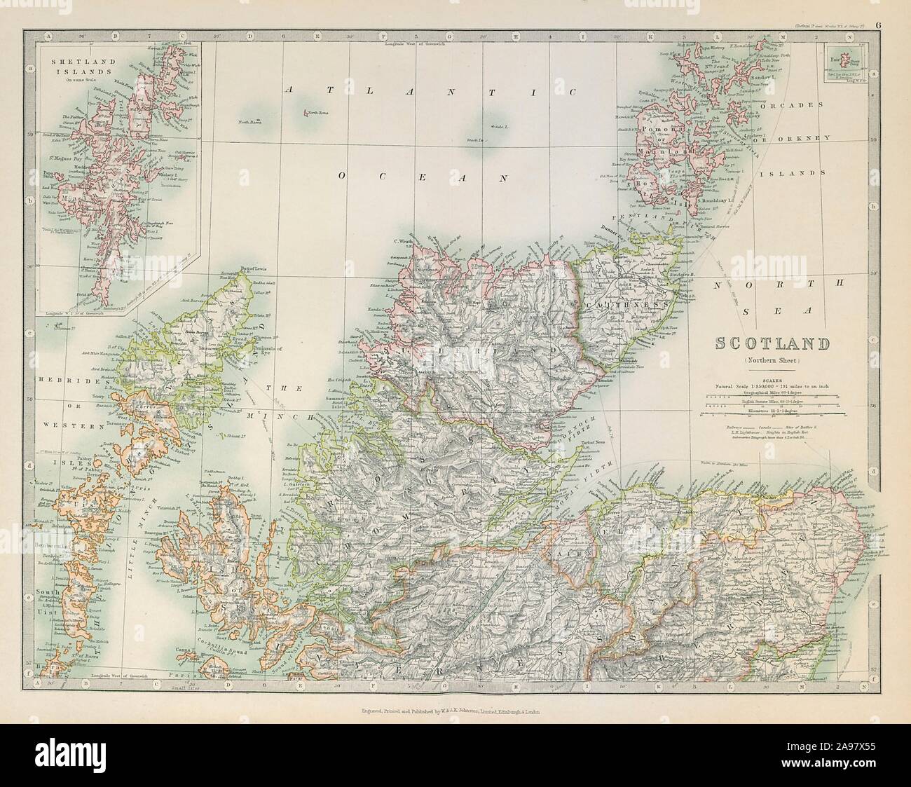 NORTHERN SCOTLAND showing battlefields and dates. JOHNSTON 1915 old map ...