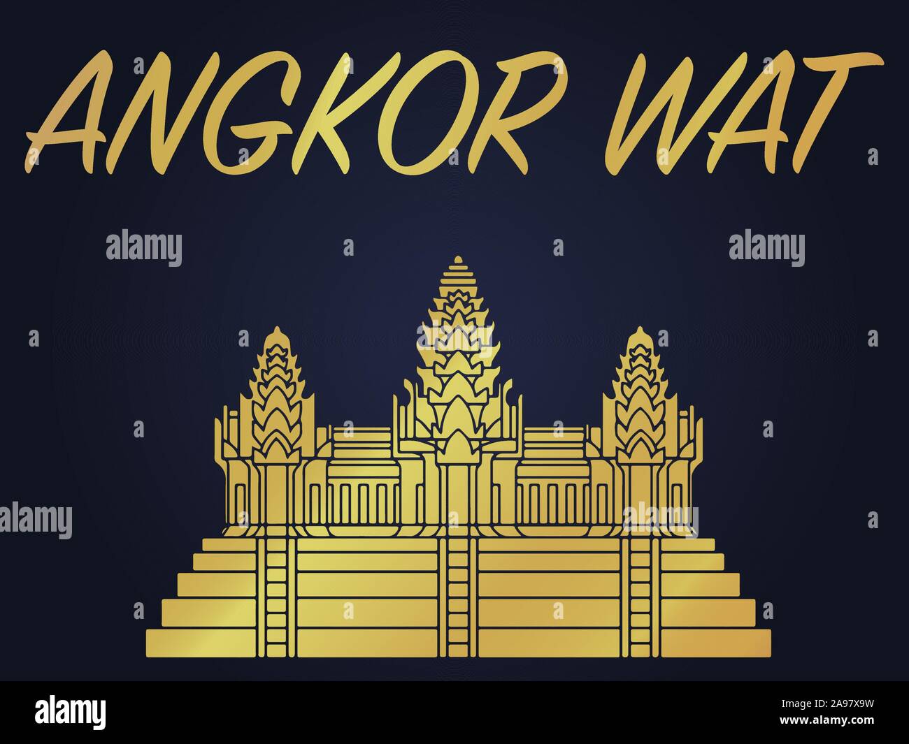 Cambodia khmer country city skyline with flag, craft vector ...