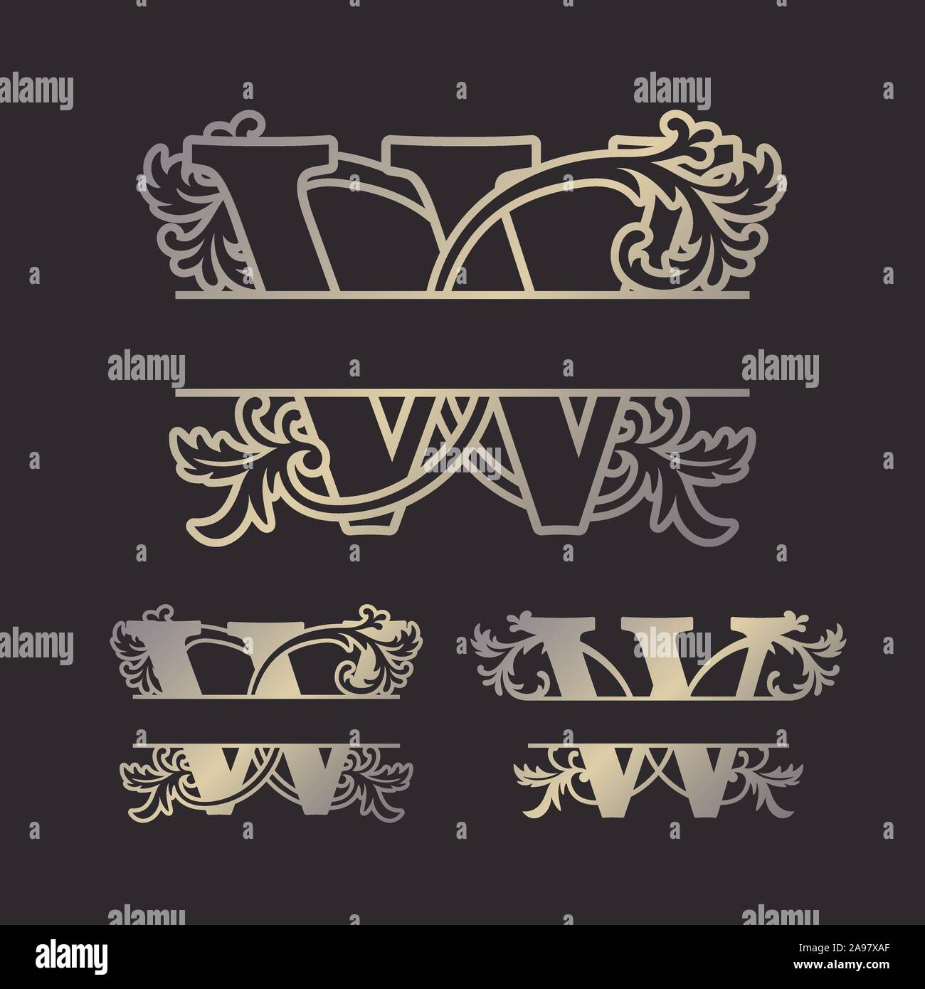 Alphabet Split Monograms, Split Letter Monogram, Alphabet Frame Font ...