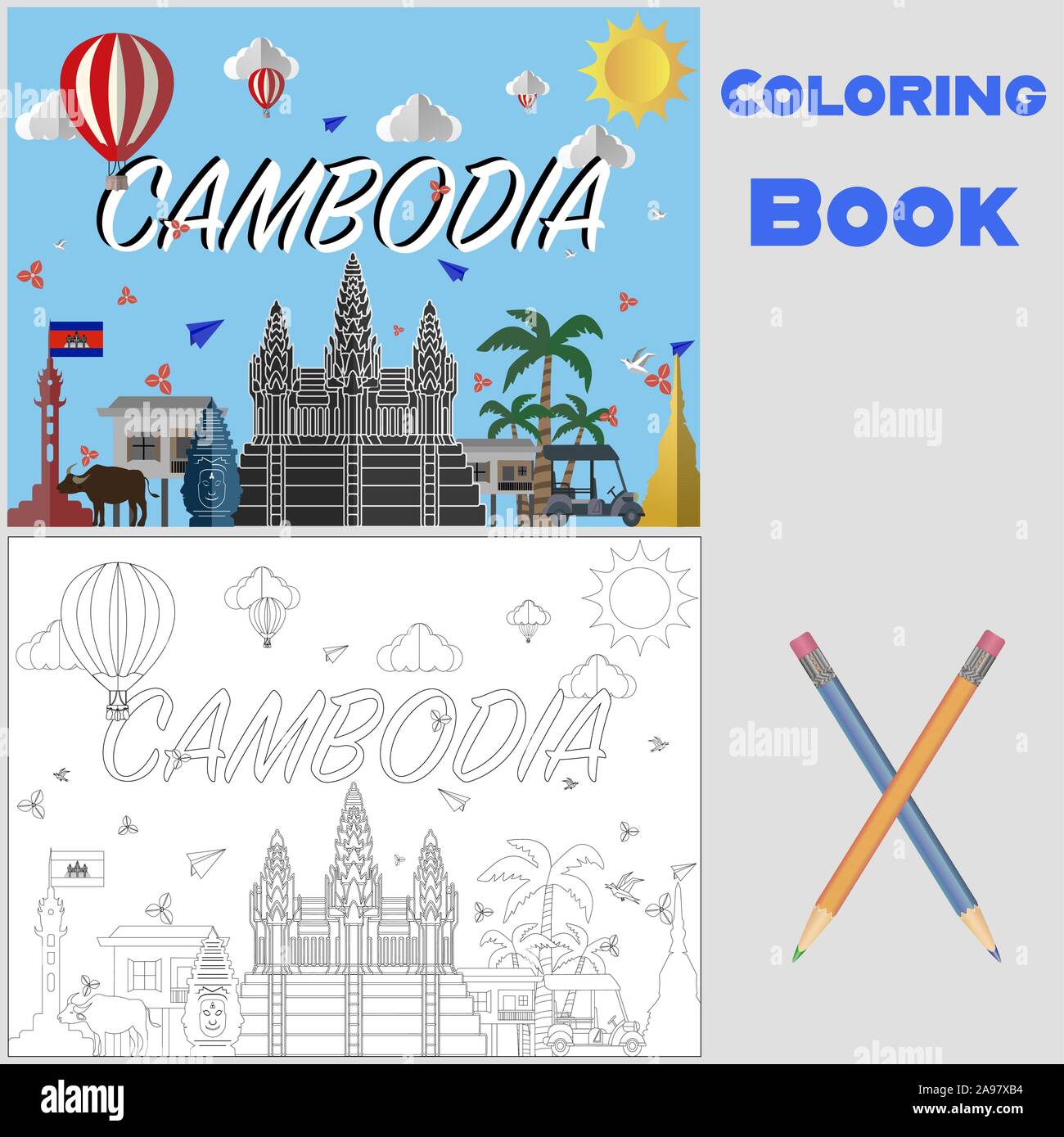 Cambodia Flag Coloring Pages