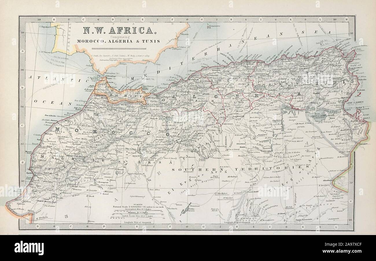 MAGHREB. Morocco Algeria & Tunisia. Er Riff. North Africa. JOHNSTON ...