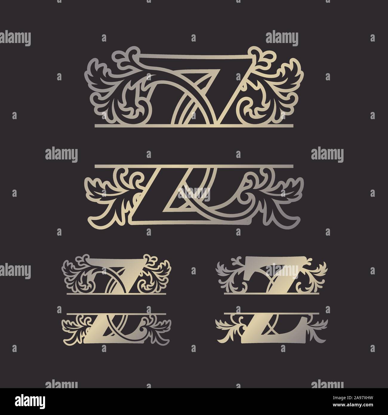 Alphabet Split Monograms, Split Letter Monogram, Alphabet Frame Font ...