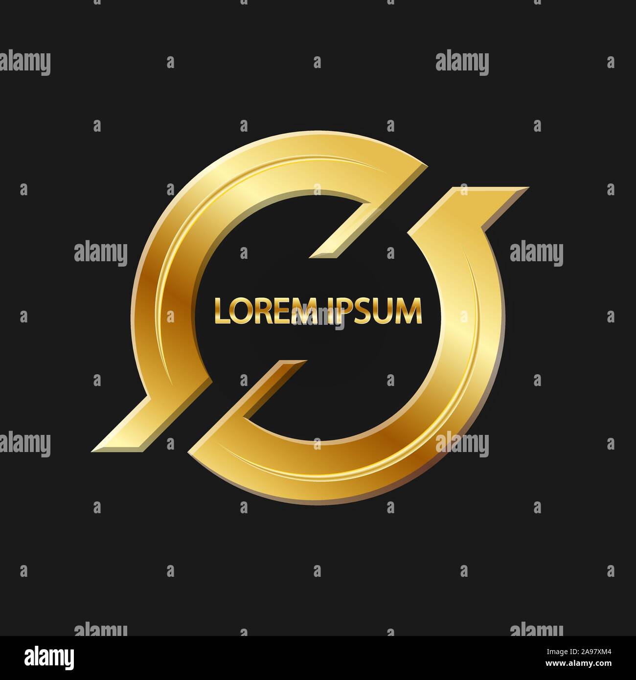 Abstract gold logo on black background for design and decoration Stock ...