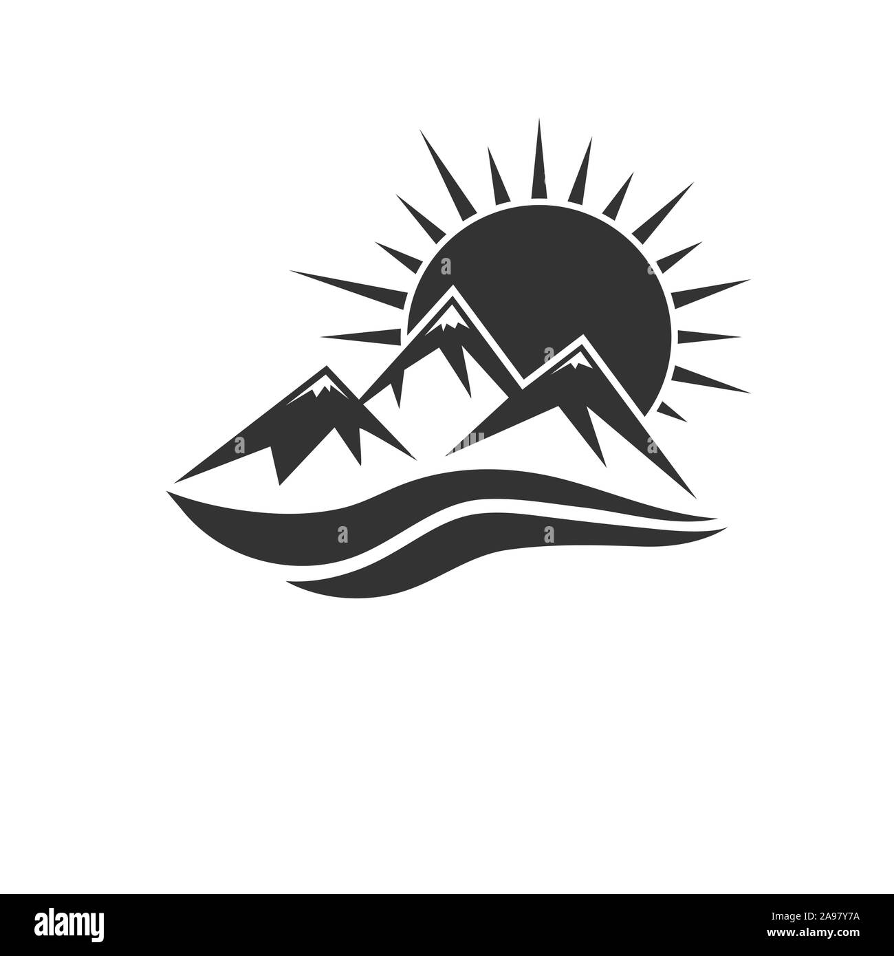 Landscape line icon mountains Black and White Stock Photos & Images - Alamy