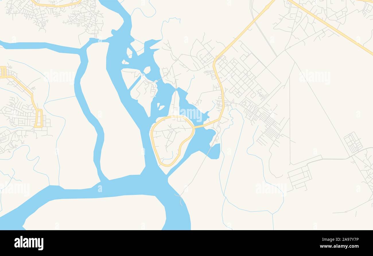 Printable street map of Okrika, Nigeria. Map template for business use ...