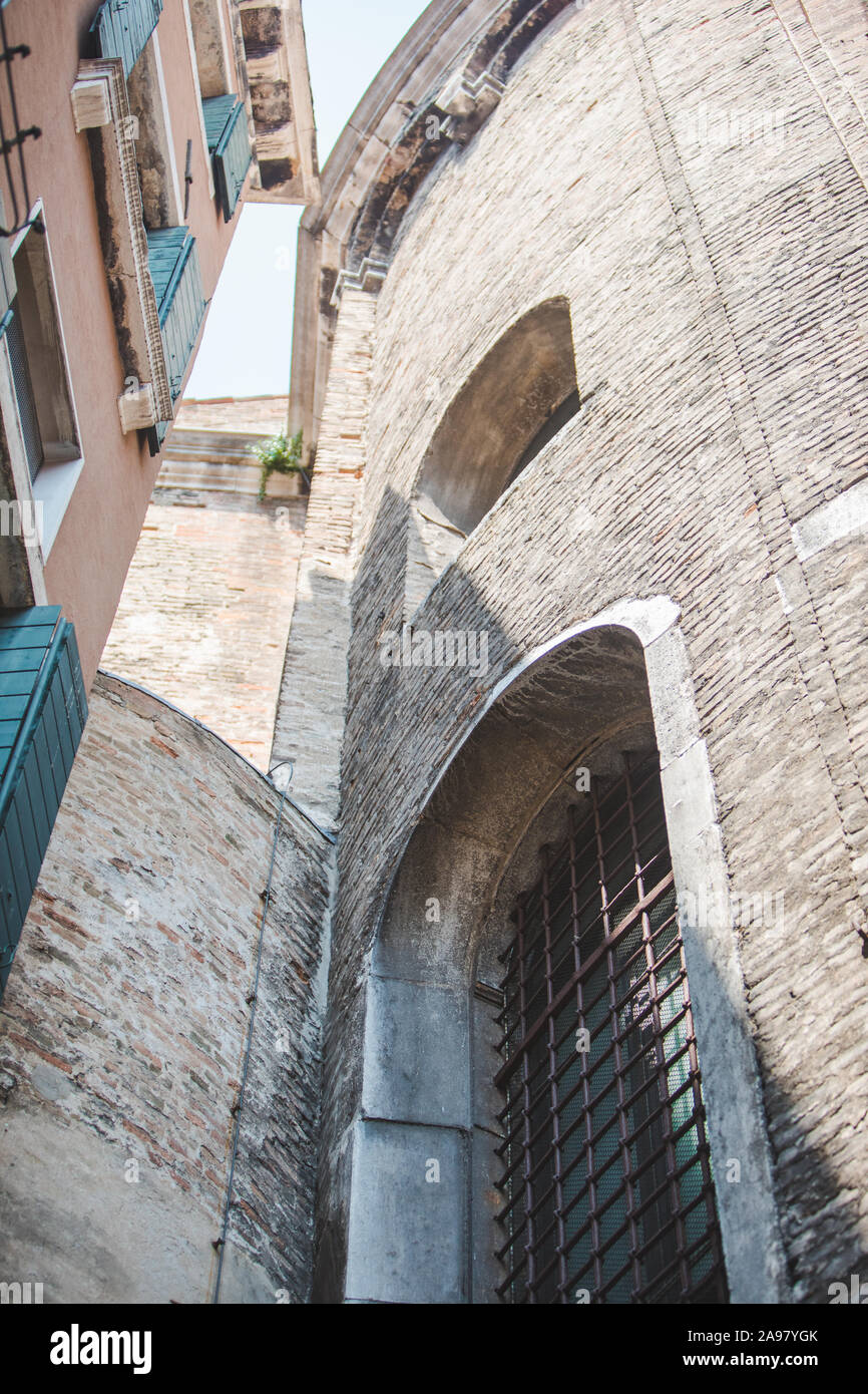 old architecture of church and building with window and shutters Stock ...