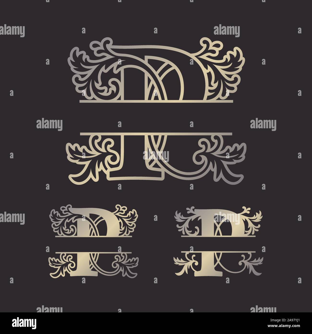 Alphabet Split Monograms, Split Letter Monogram, Alphabet Frame Font ...