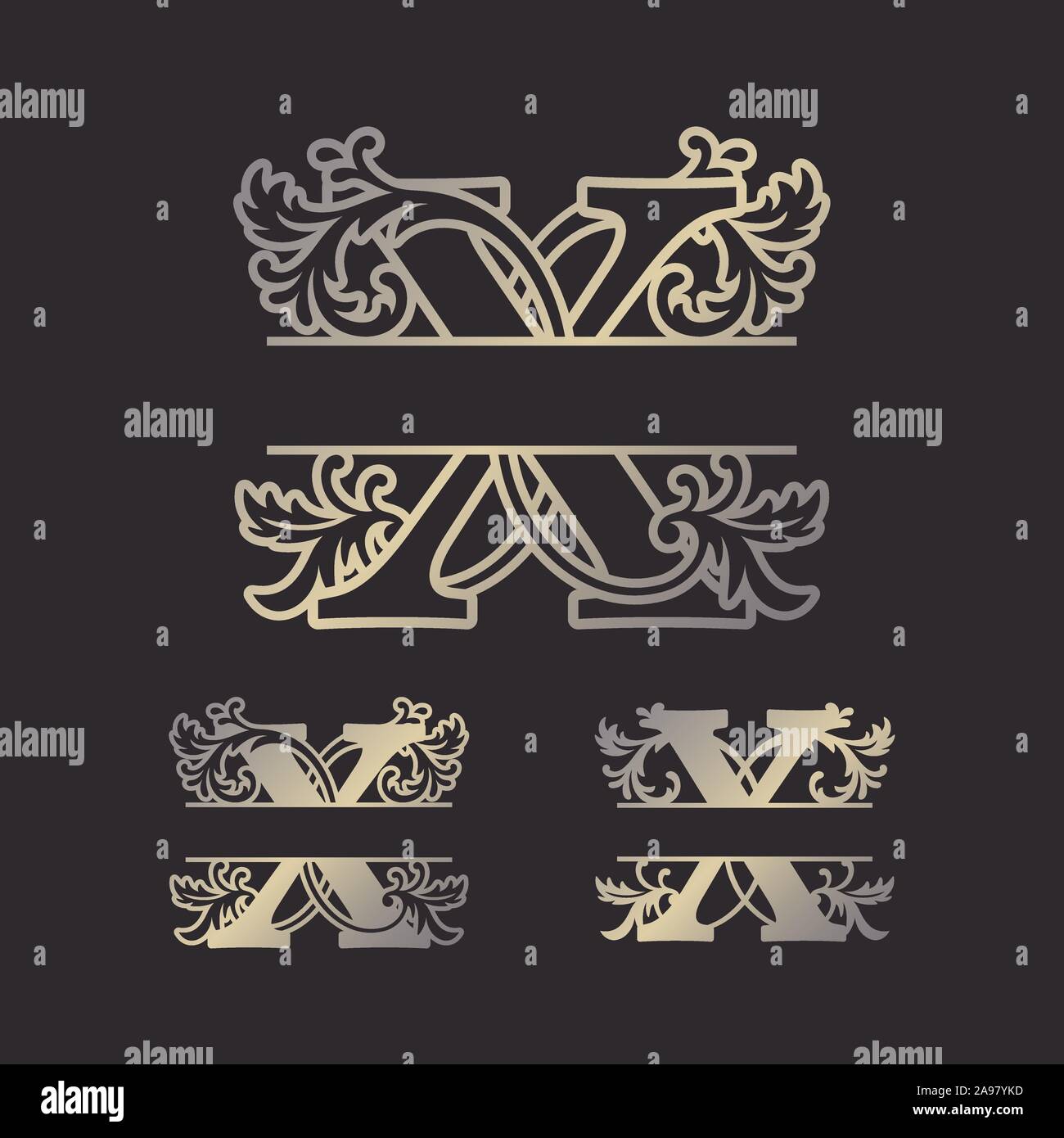 Alphabet Split Monograms, Split Letter Monogram, Alphabet Frame Font ...