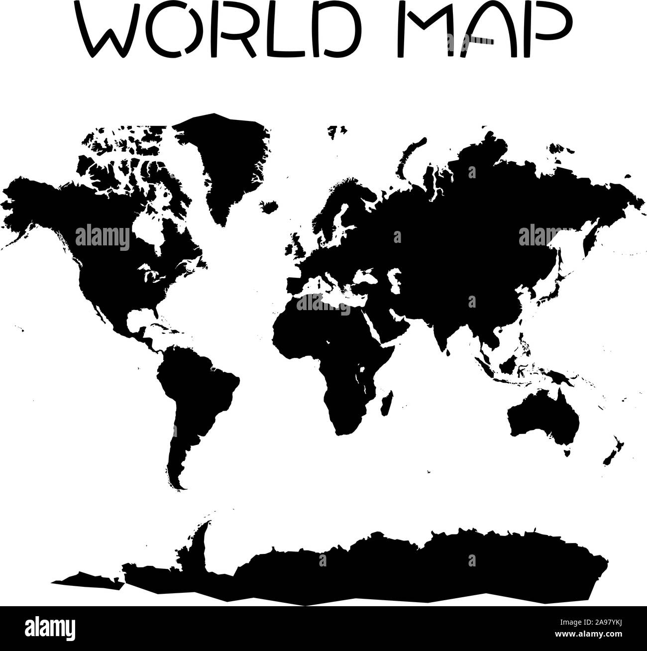 World Map Silhouette isolated on background. Flat Earth template for ...