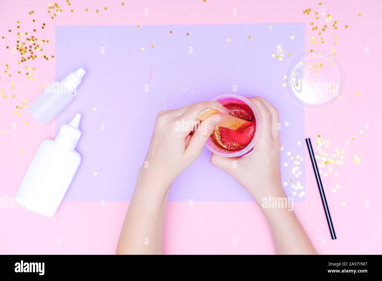 How to make slime at home. Children art project. DIY concept. Kids ...