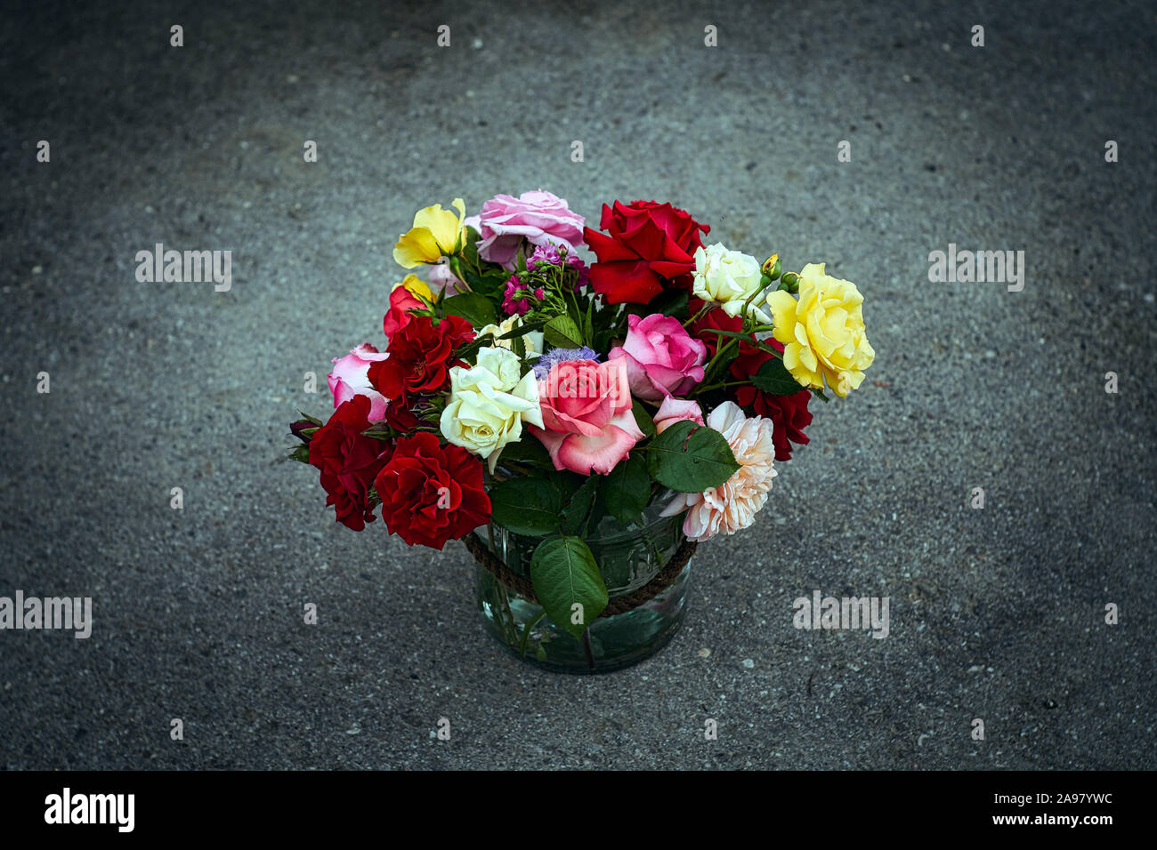 bouquet of multi colored roses Stock Photo - Alamy