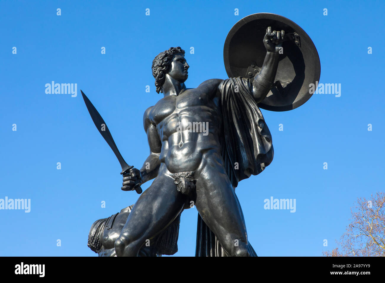 The statue of Achilles, the Greek hero, in Hyde Park, London, UK. It is ...