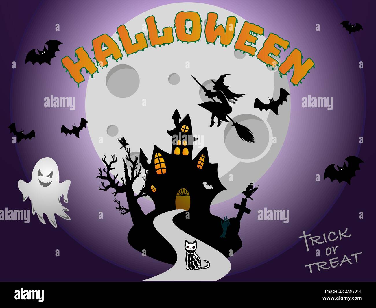 Spooky Happy Halloween poster, cartoon abstract background, for ...