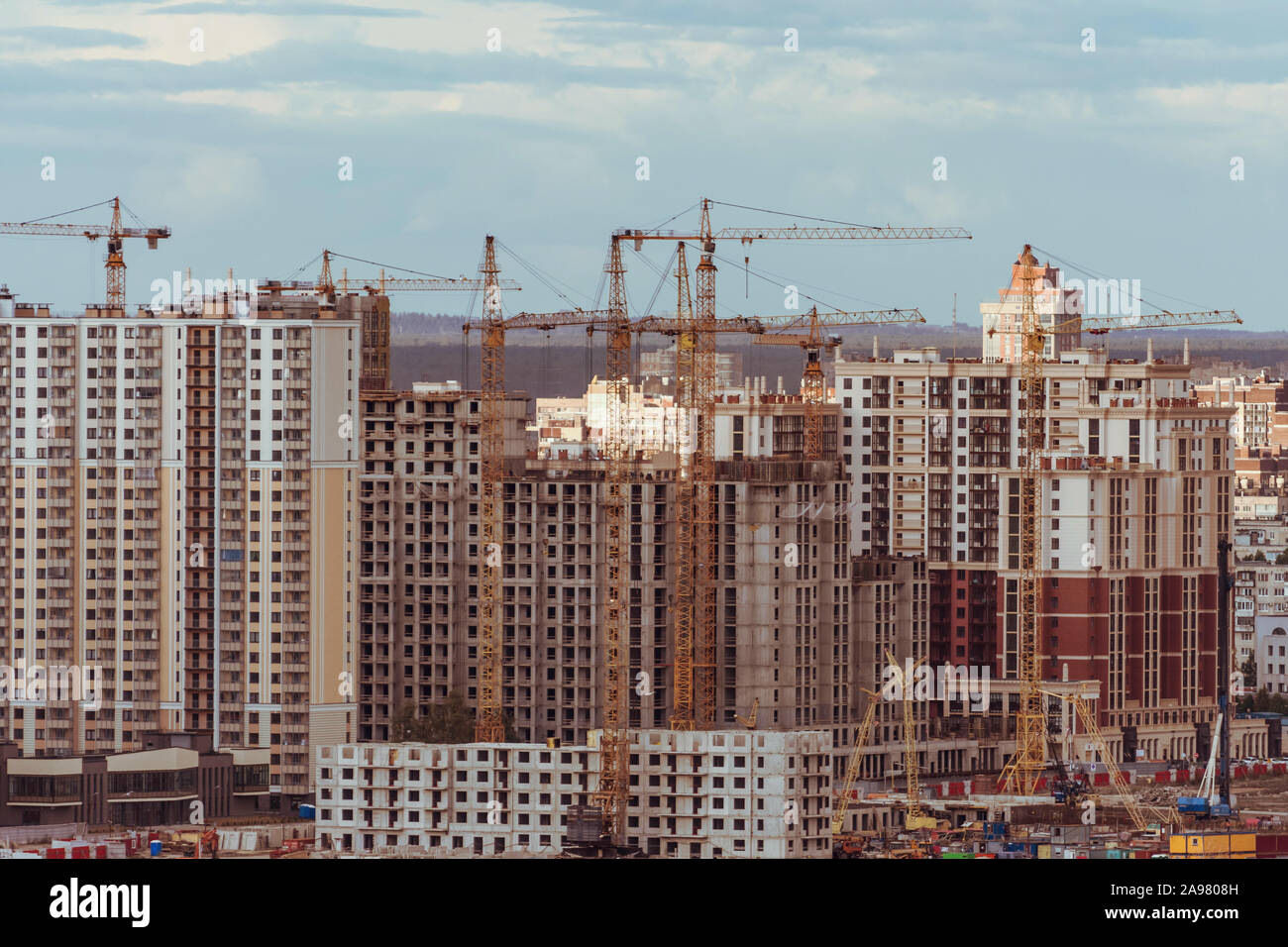 View of the distant urban development of the residential complex Stock ...