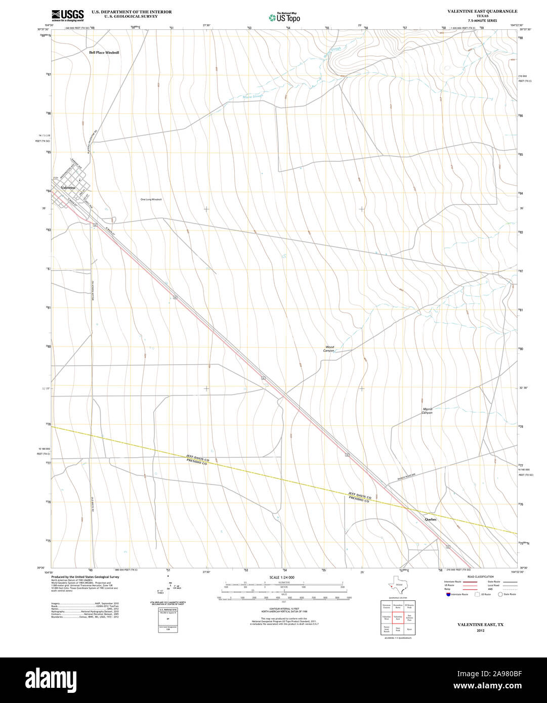 Map of valentine texas Cut Out Stock Images & Pictures - Alamy