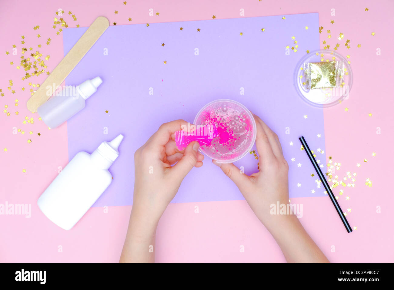 How to make slime at home. Children art project. DIY concept. Kids ...