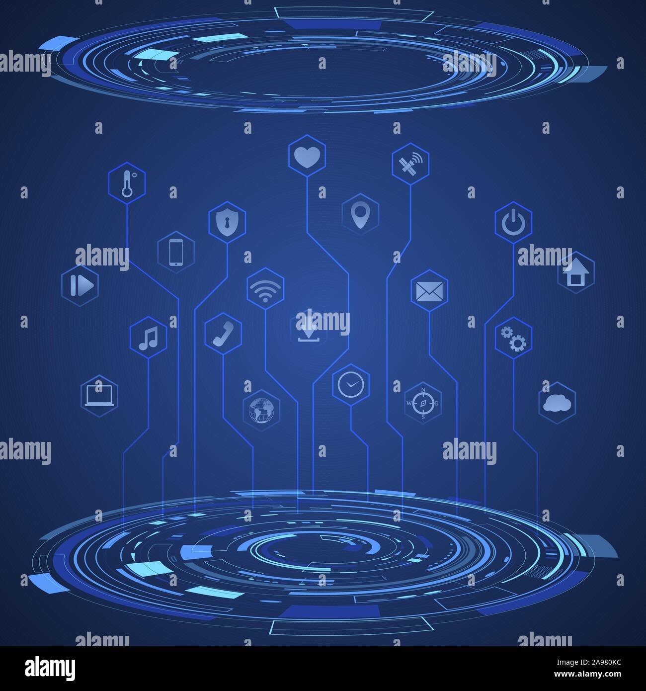Digital futuristic technology icons vector illustration. Global ...