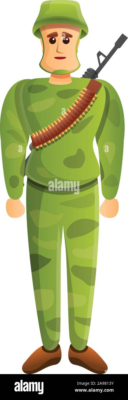 Soldier with rifle icon. Cartoon of soldier with rifle vector icon for ...