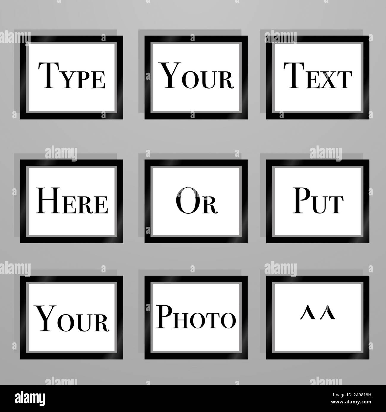 Realistic Black and White photo frame with blank empty space, place ...