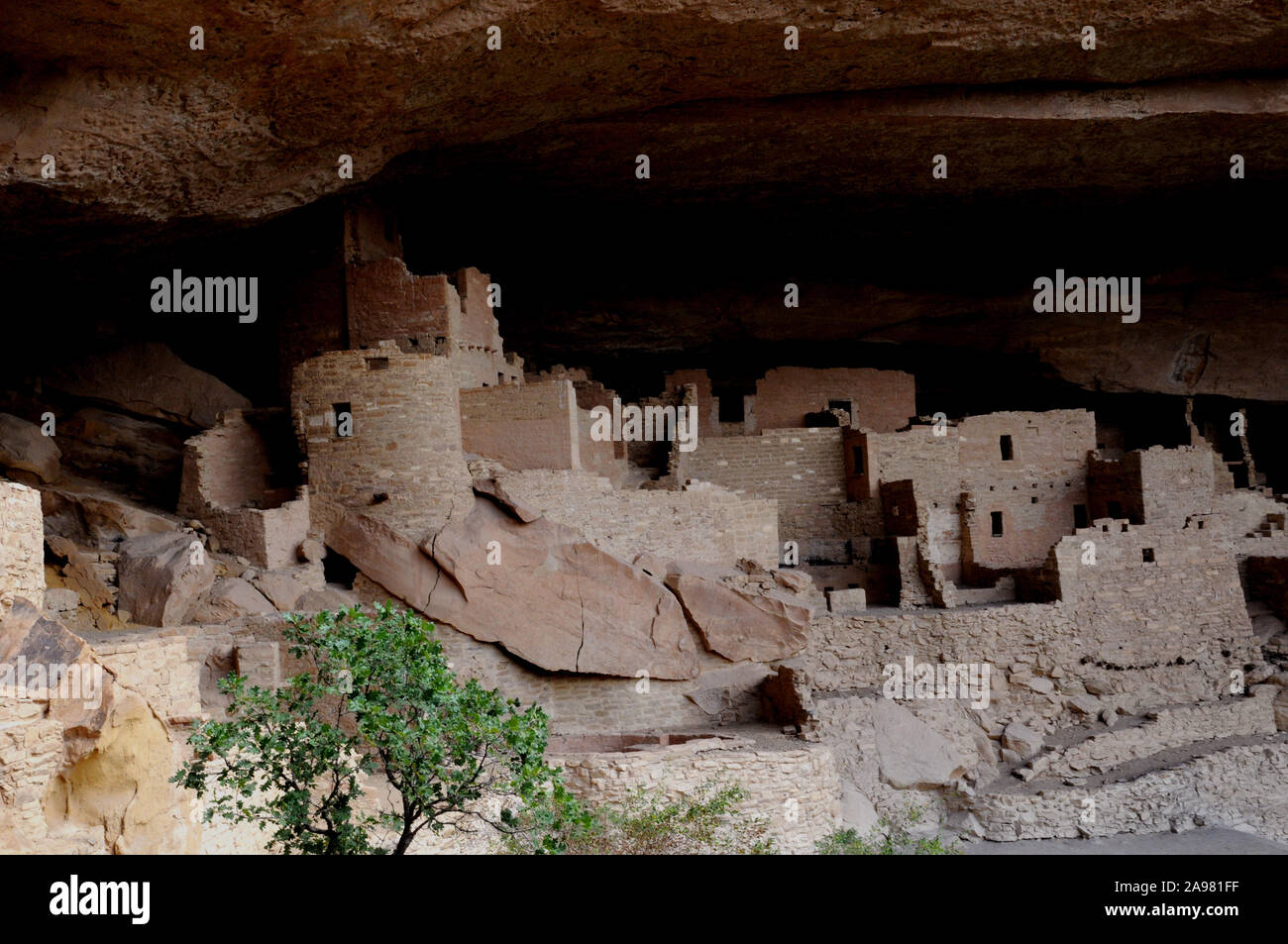 Views of the Cliff Palace pueblo dwellings at Mesa Verde National Park ...