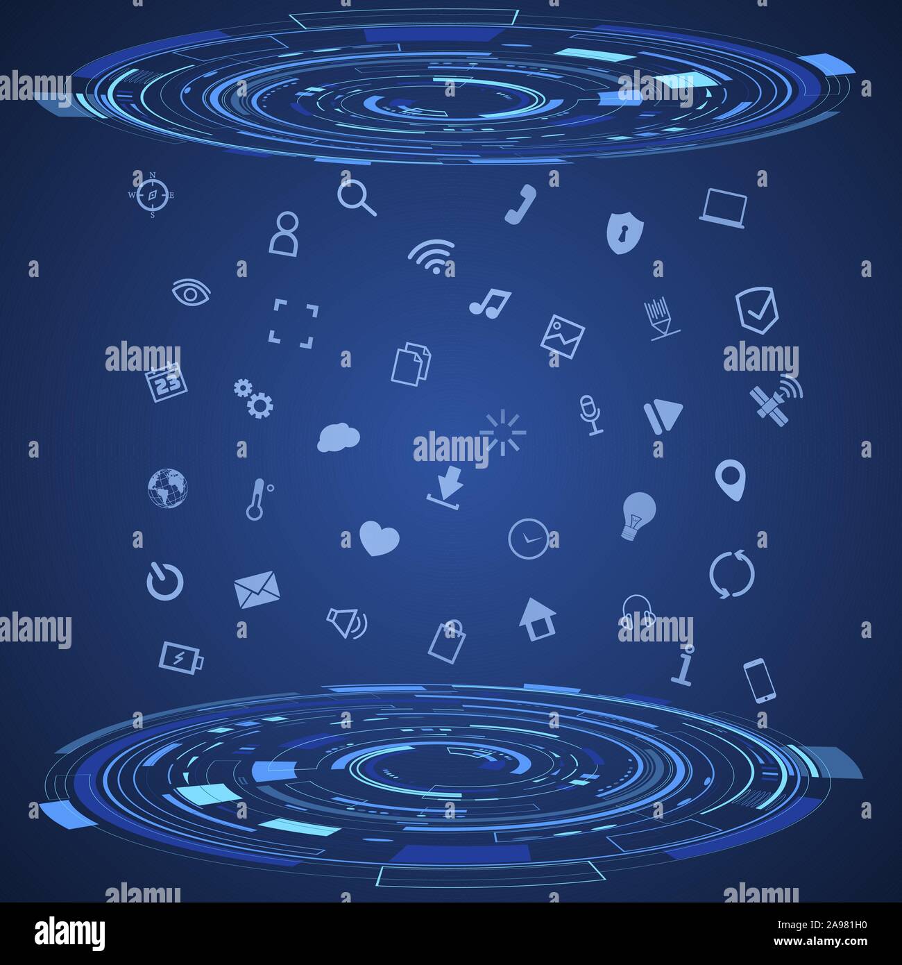 Digital futuristic technology icons vector illustration. Global ...
