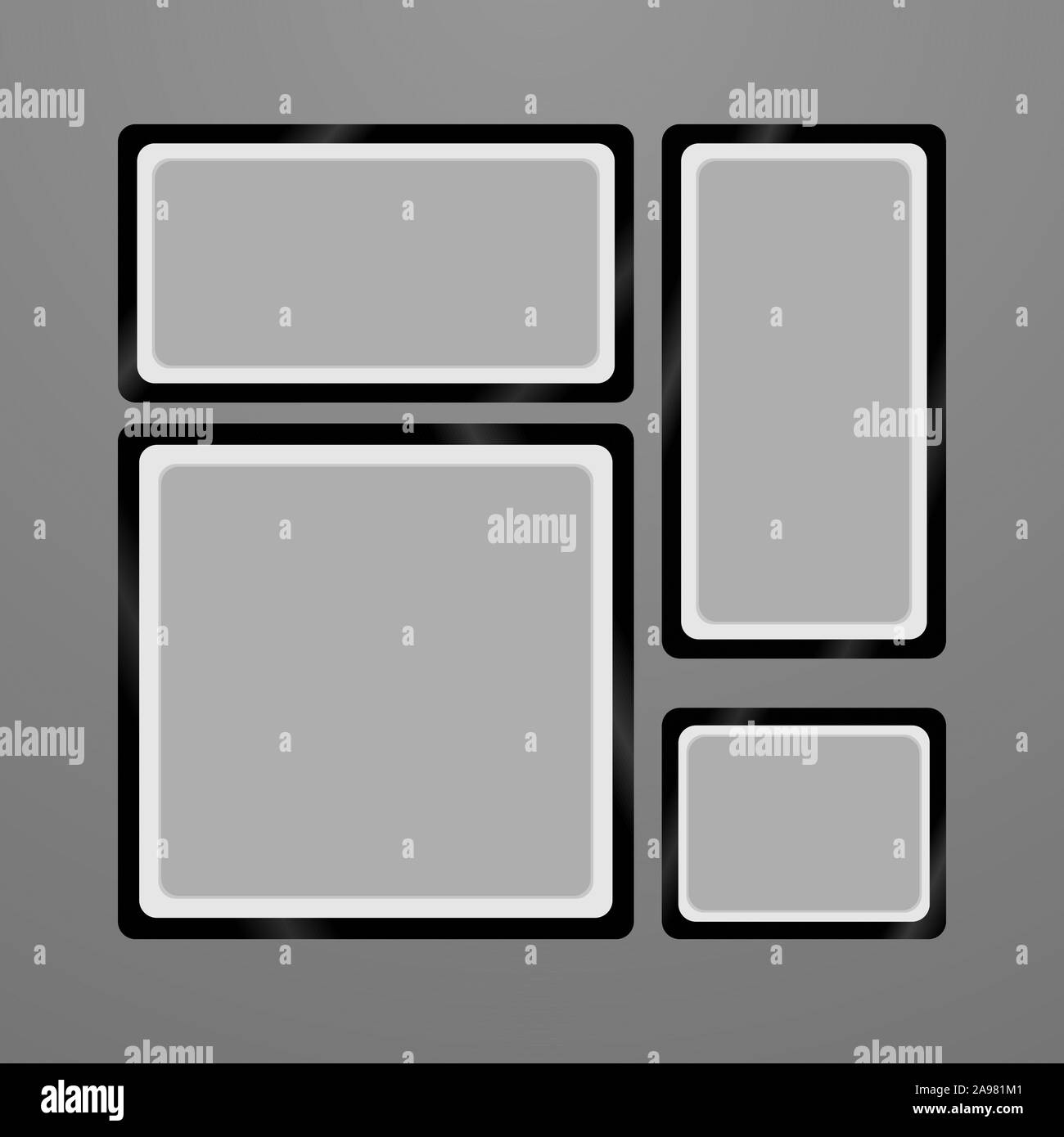 Realistic Black and White photo frame with blank empty space, place ...