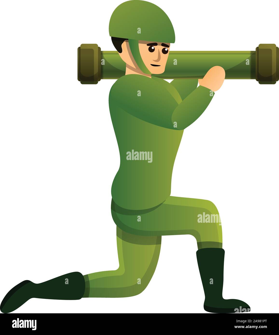 Soldier with bazooka icon. Cartoon of soldier with bazooka vector icon ...