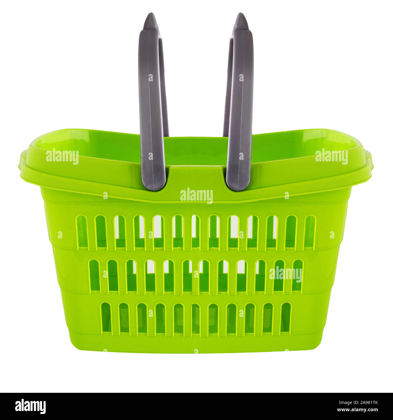 Green basket on white background Stock Photo - Alamy
