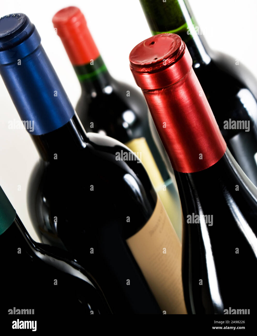 Selection of red wine bottles Stock Photo - Alamy
