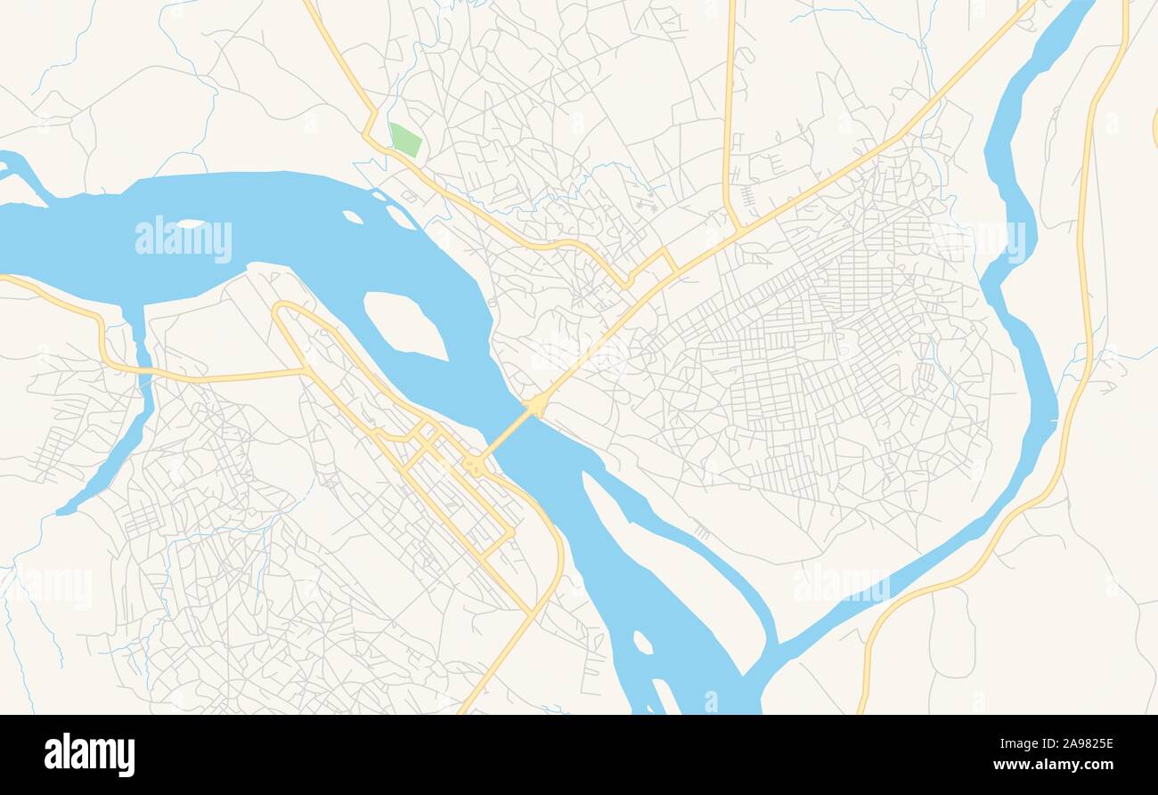Printable street map of Tete, Mozambique. Map template for business use ...