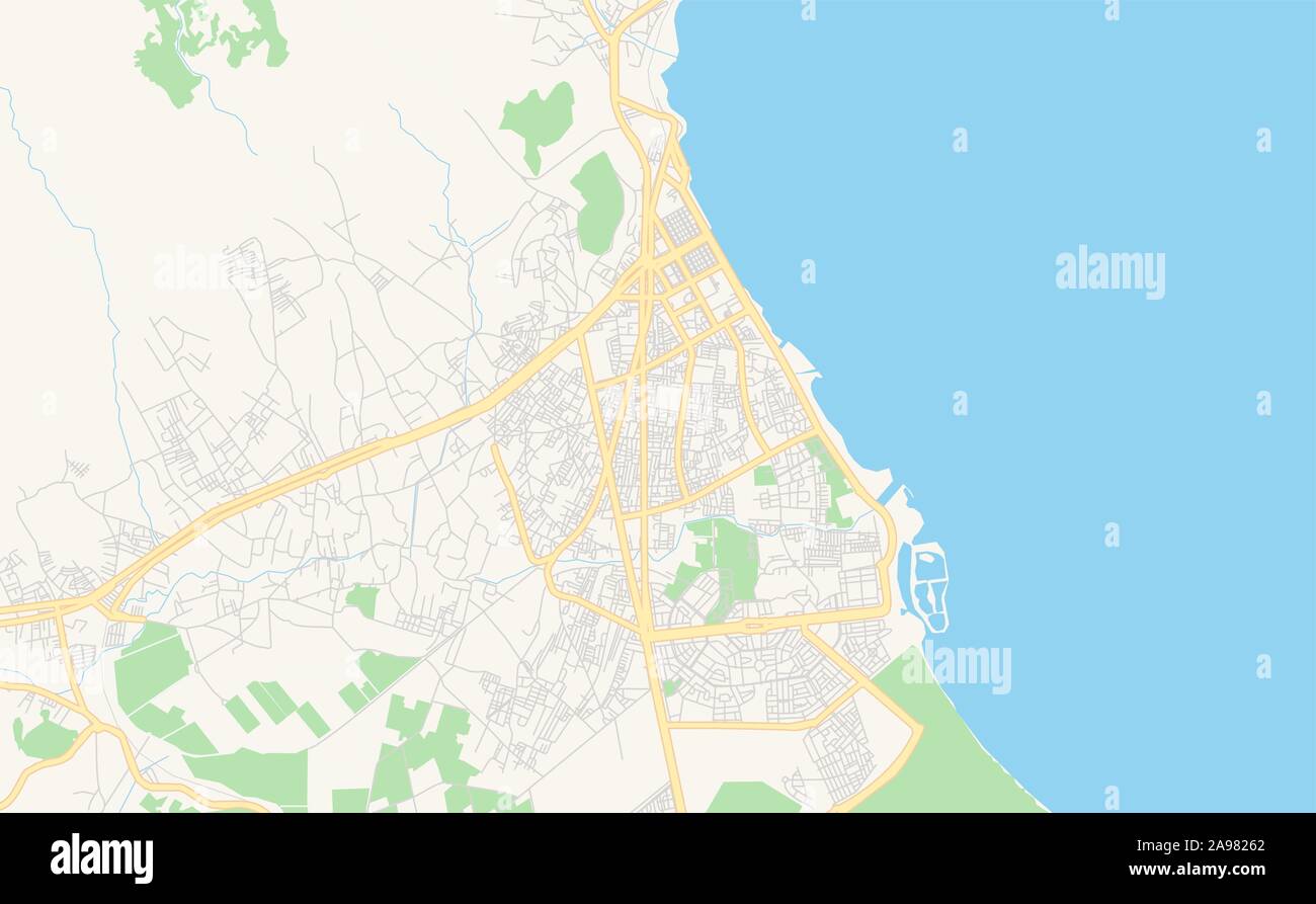 Printable street map of Nador, Morocco. Map template for business use ...