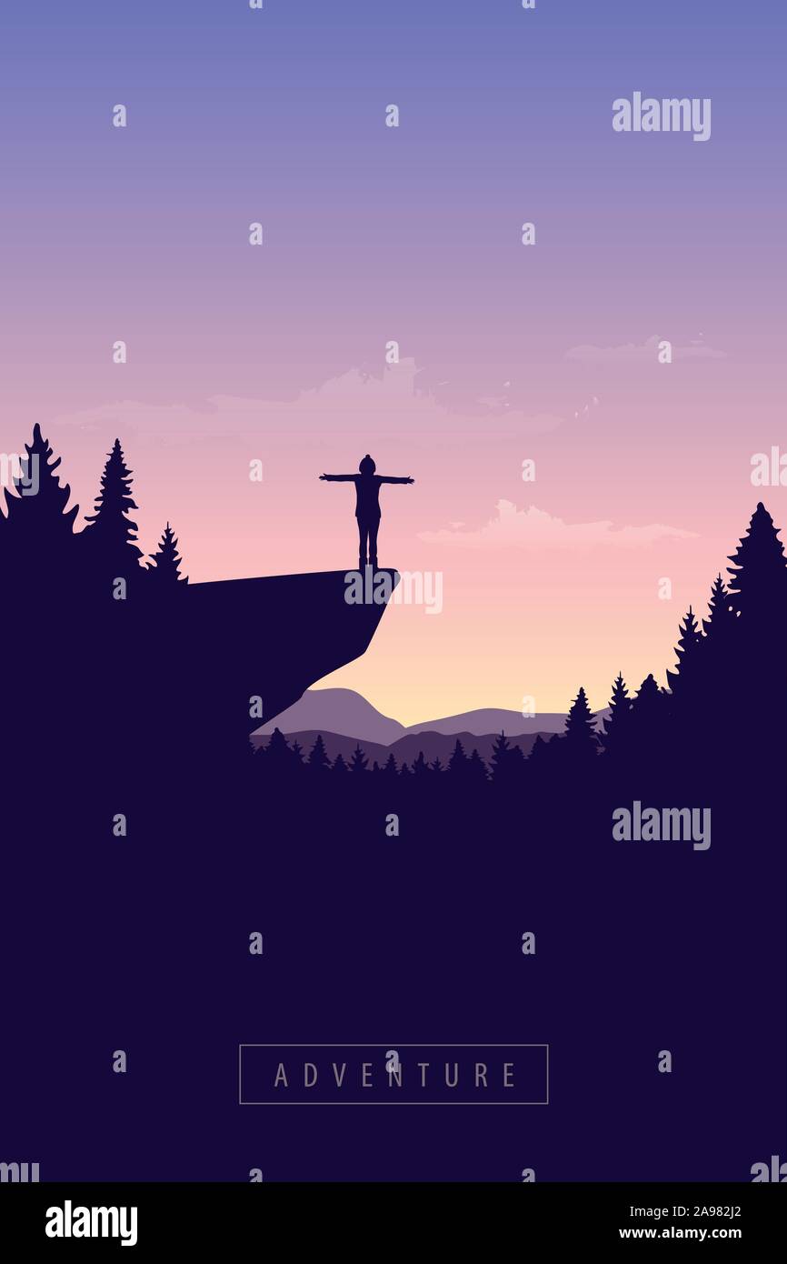 Happy hiker in mountain Stock Vector Images - Alamy