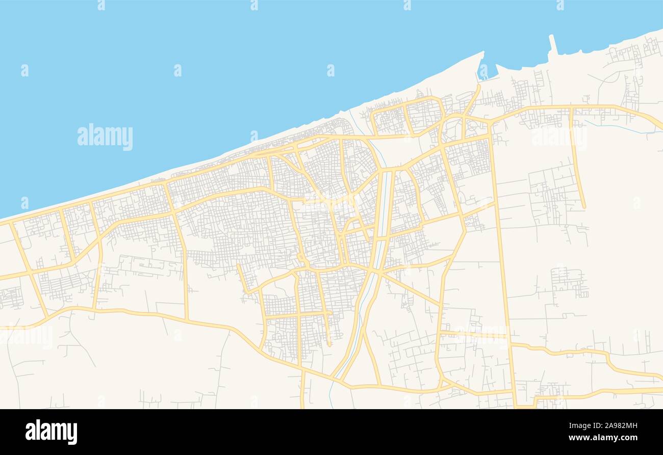 Printable street map of Arish, Egypt. Map template for business use ...