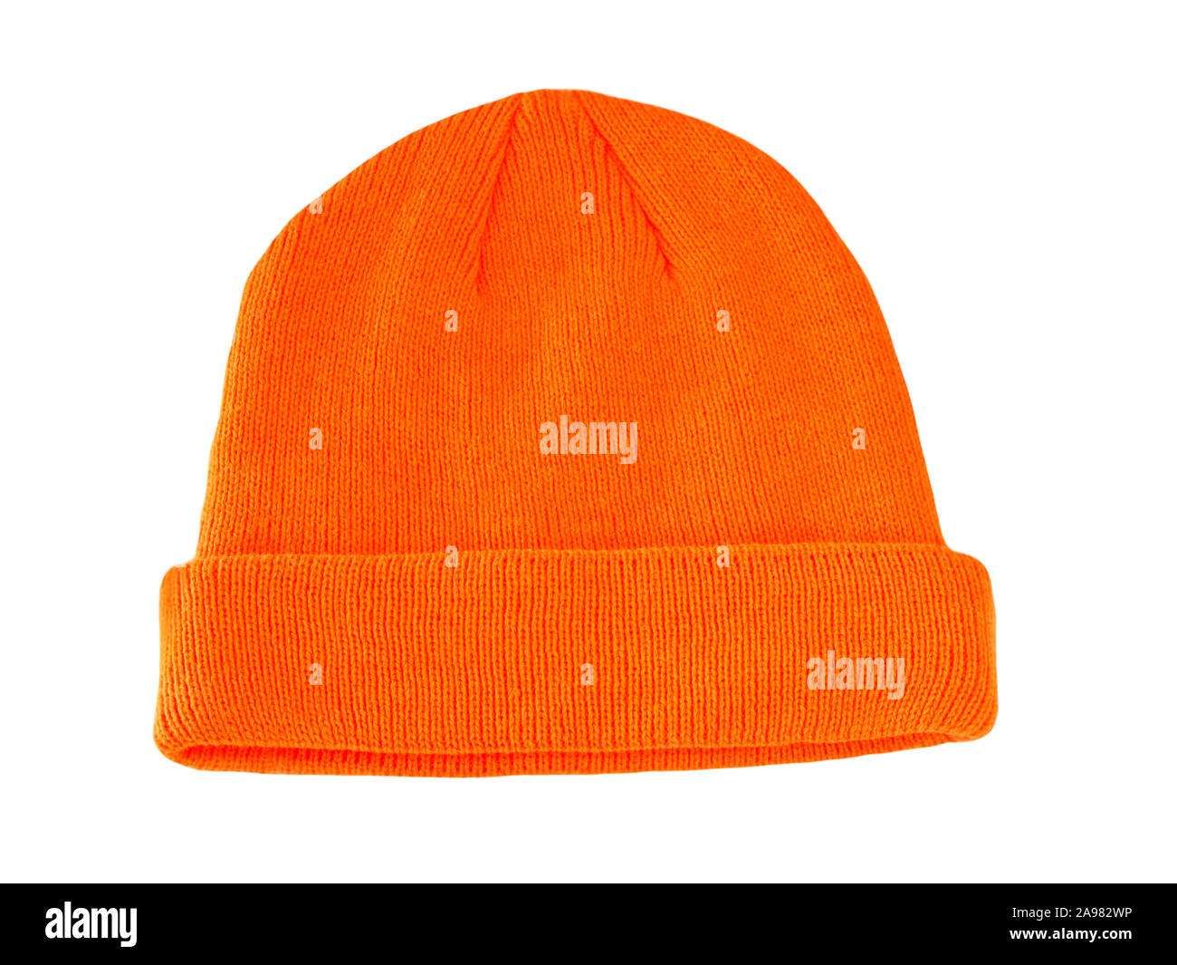 Knitted orange hat isolated against white background Stock Photo - Alamy