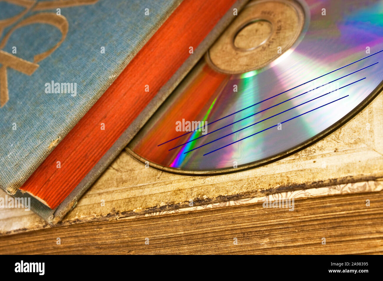 Old books and disc Stock Photo - Alamy