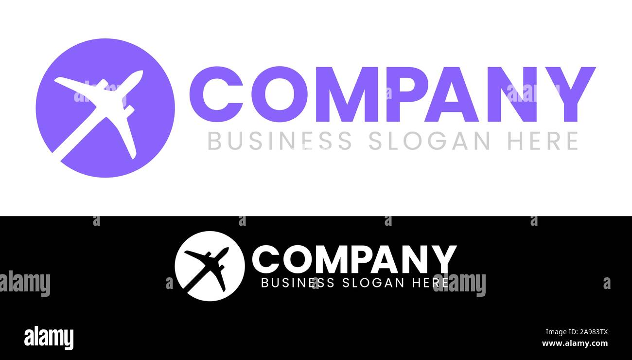 Purple World Travel Circle Airplane Silhouette Vector Logo Design Set ...