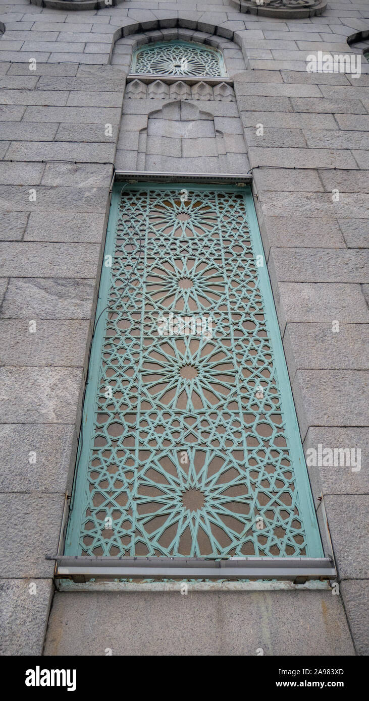 Blue arabesque design inside an old mosque Stock Photo - Alamy