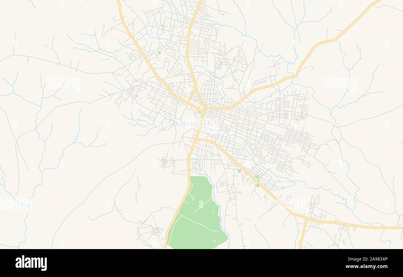 Printable street map of Sokode, Togo. Map template for business use ...