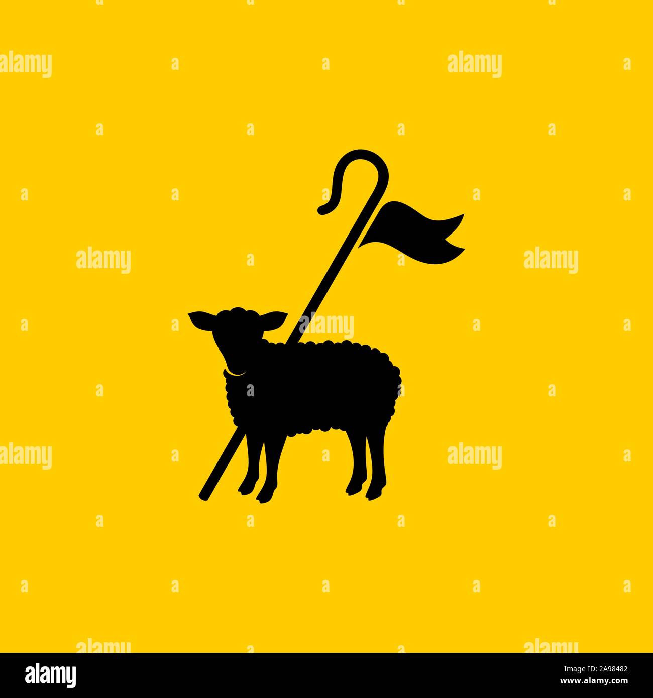 Christian symbols. Shepherd's staff and sacrificial lamb Stock Vector ...